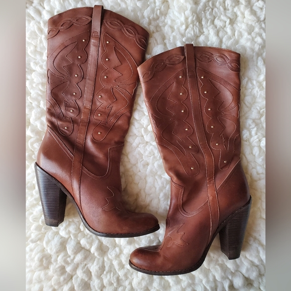 Jessica Simpson | Shoes | Jessica Simpson Leather Cowboy Boots Sz 8 ...